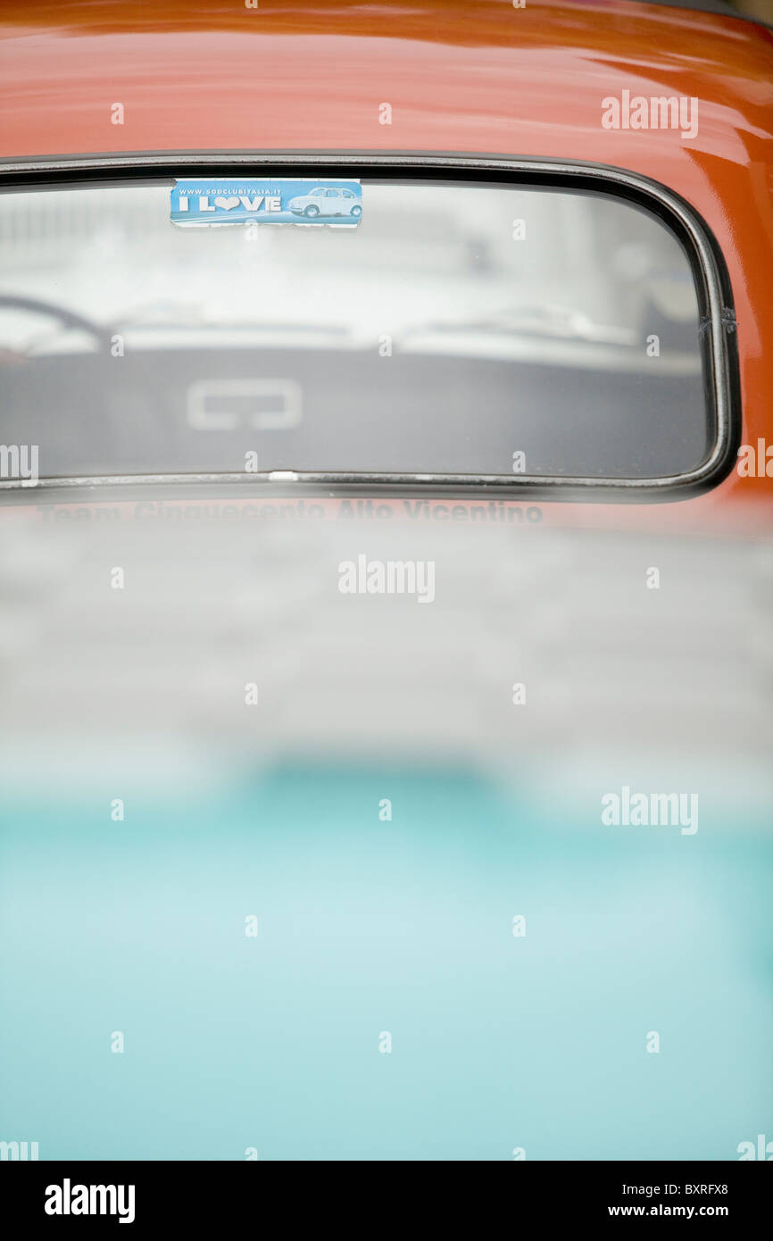 Fiat 500 (Cinquecento) Arbarth with rear window sticker. Piazza ...