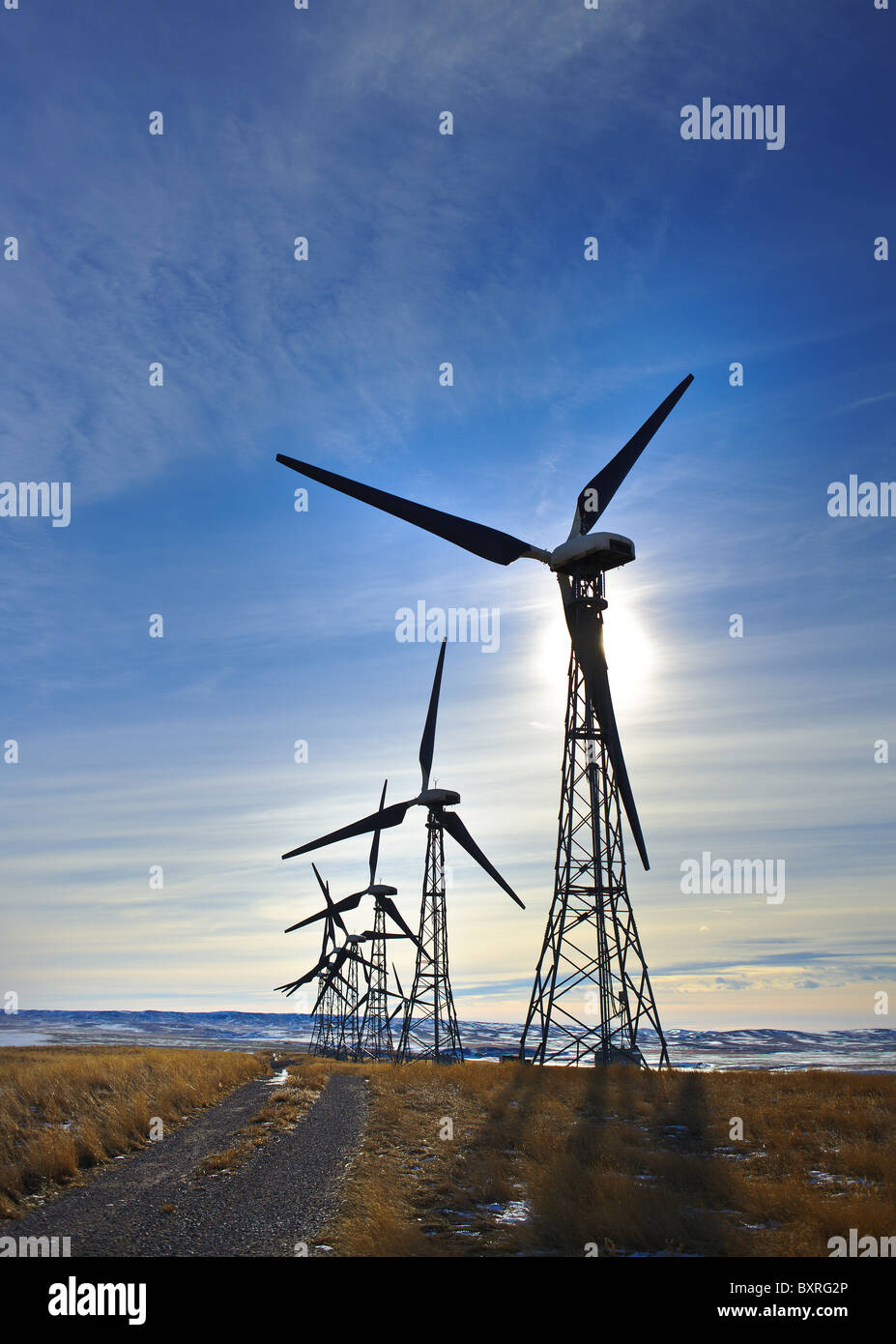 Old wind turbines in Southern Alberta Canada Stock Photo - Alamy