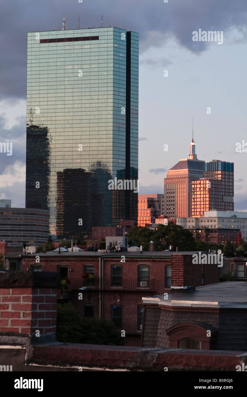 Rooftop view of the Boston skyline featuring the John Hancock Tower Old ...
