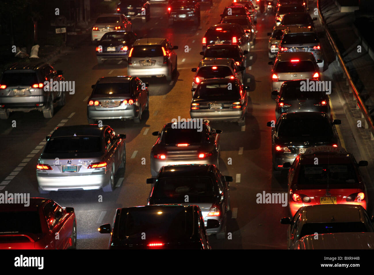 Rush hour traffic at night in Bangkok, Thailand Stock Photo - Alamy
