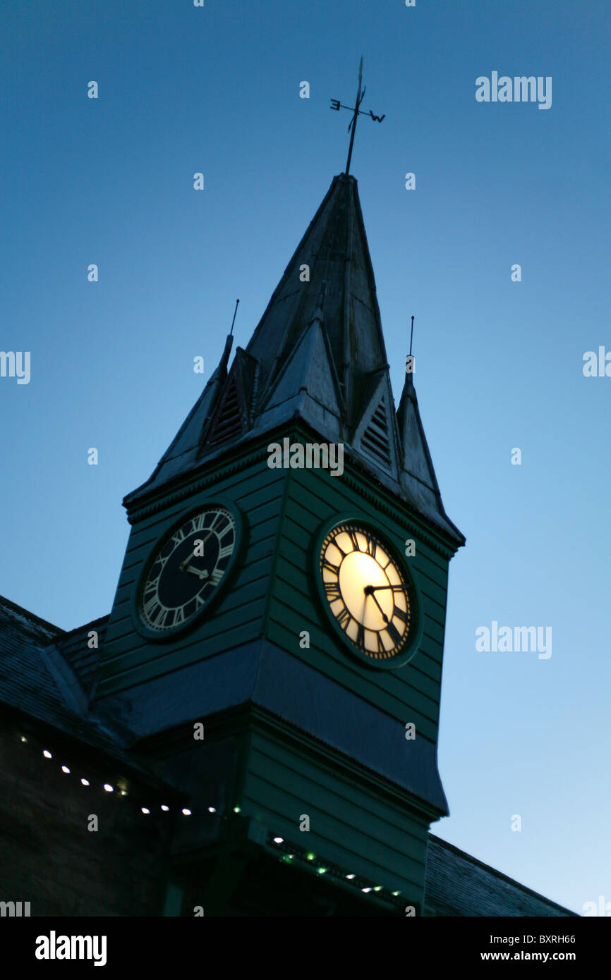town hall clock tower at twilight Stock Photo - Alamy