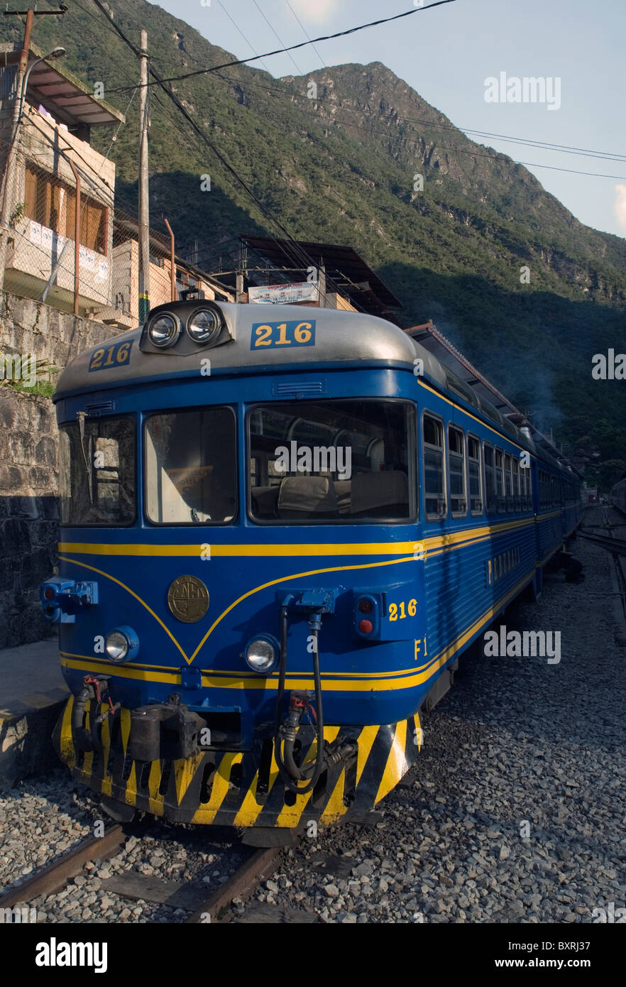 Aguas Calientes, Peru, Train at Aguas Calientes station Stock Photo - Alamy
