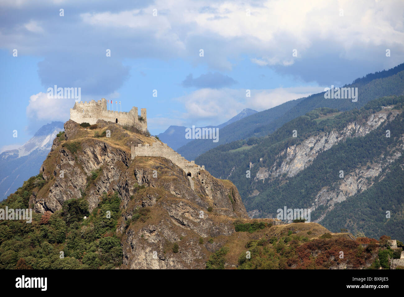 The famous hill of Tourbillon with it's castle ruin perched above the ...