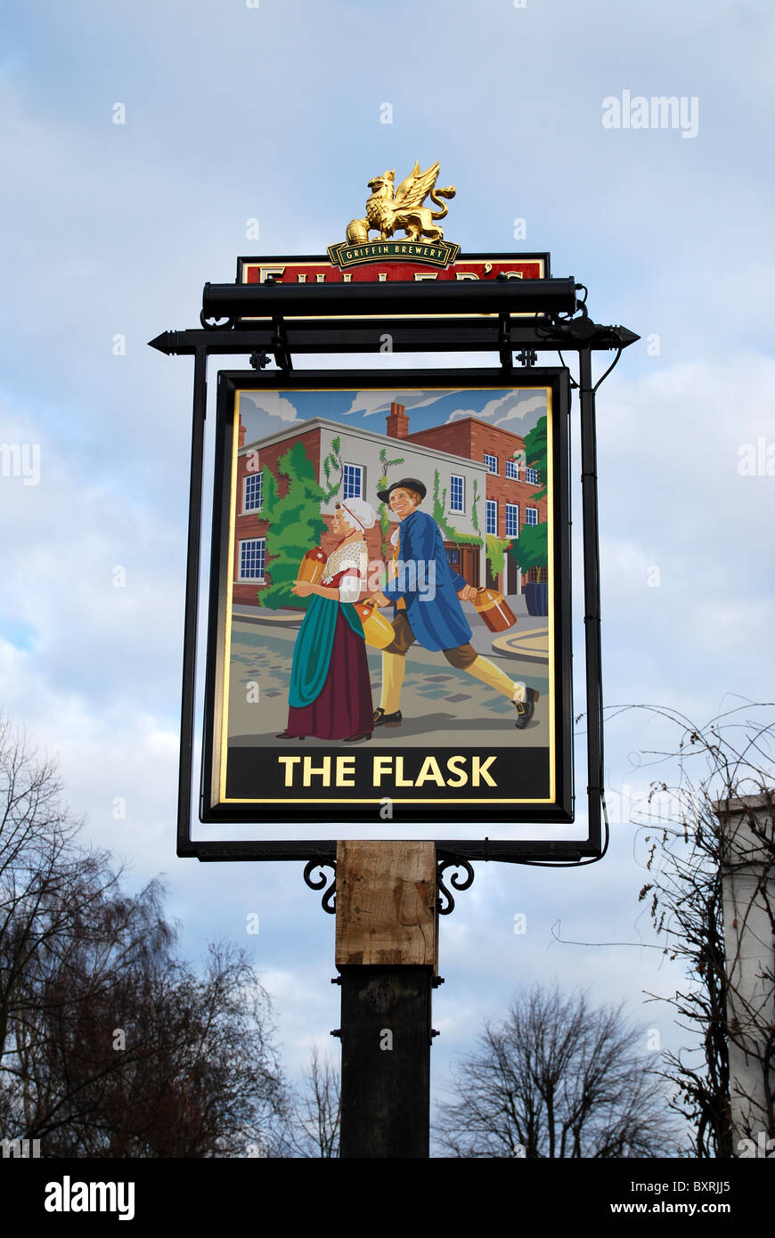 A view of The Flask Pub in Highgate Village, North London Stock Photo ...
