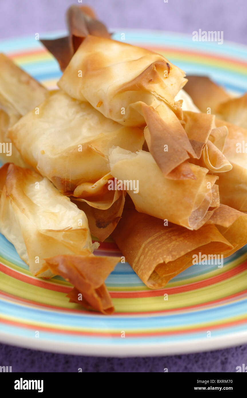 Snack with filo and cheese filling shaped as candy Stock Photo - Alamy