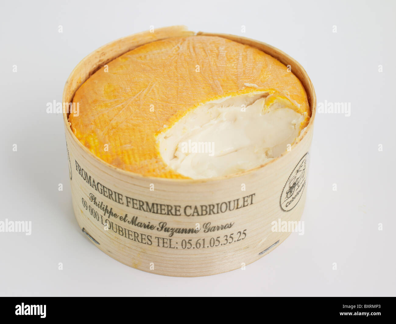 French Cabri Ariegeois goat's cheese, close-up Stock Photo - Alamy