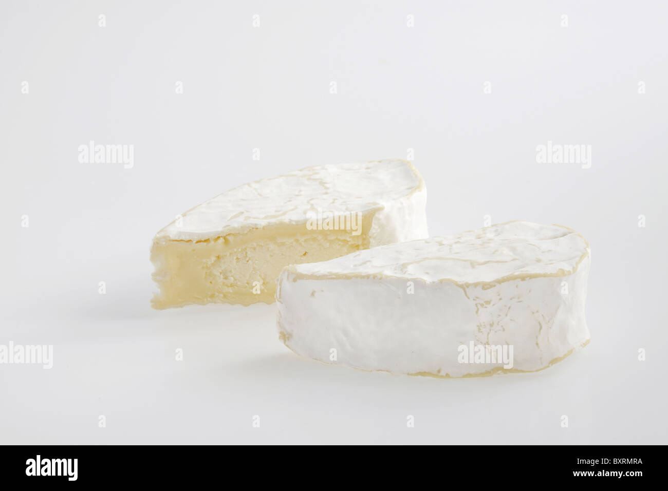 Slice heart of French Coeur de Neufchatel AOC cow's milk cheese Stock ...