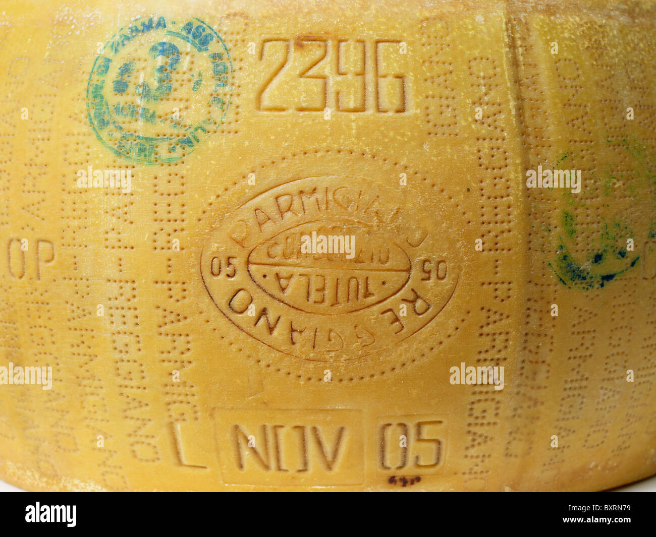 Authenticity and date produced stamp on Italian Parmigiano-Reggiano ...