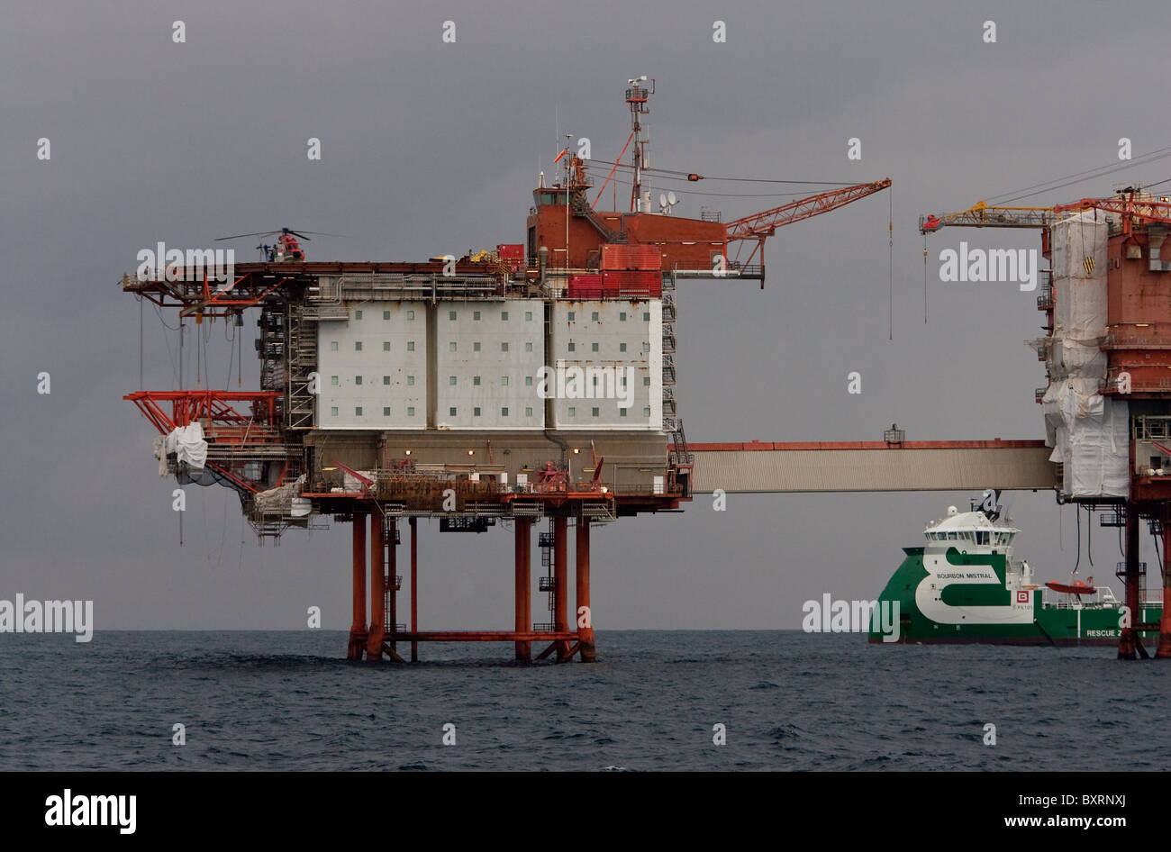 Valhall oil production rig with the Bourbon mistral Stock Photo - Alamy