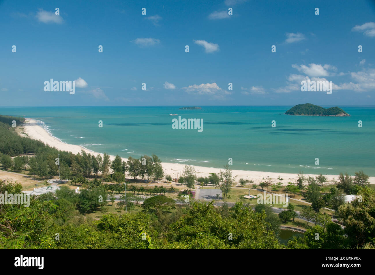 Thailand, Songkhla, Hat Samila seen from Khao Tang Kuan (hill at north ...