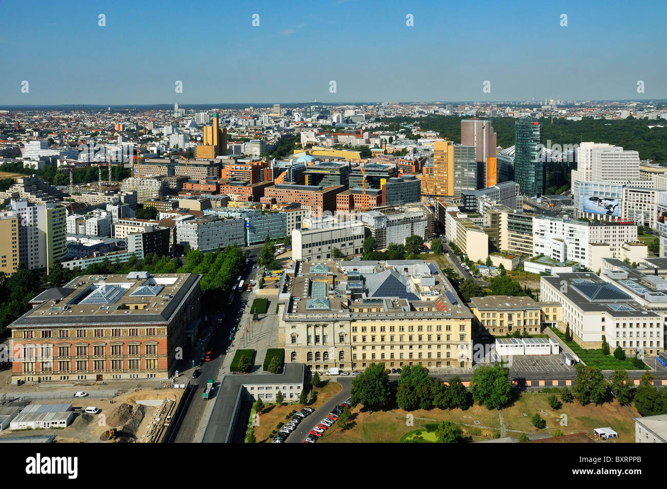 Cityscape from the balloon to Potsdam Square and DB Tower, Berlin ...