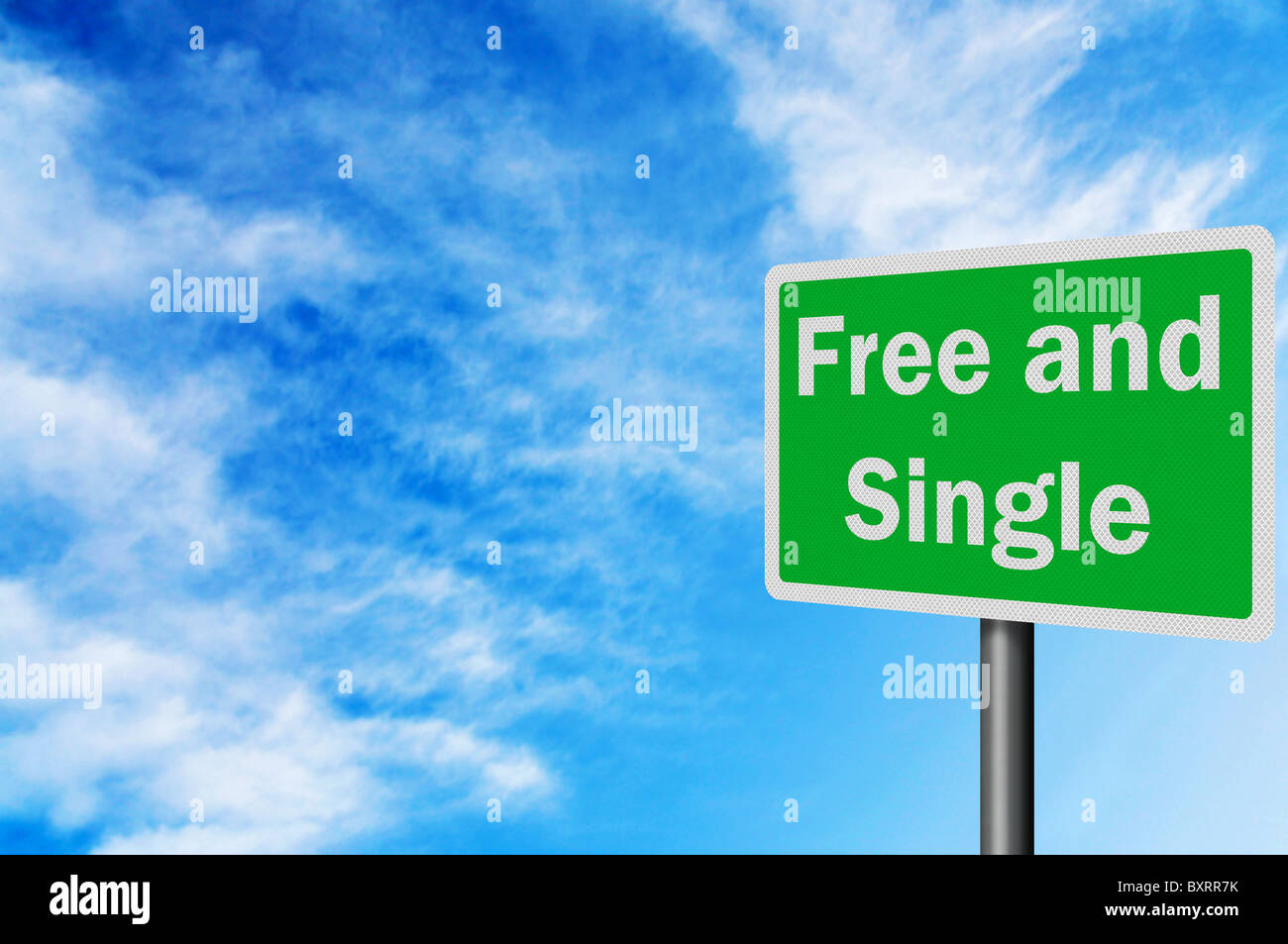 Photo realistic 'free and single' sign, with space for text overlay ...
