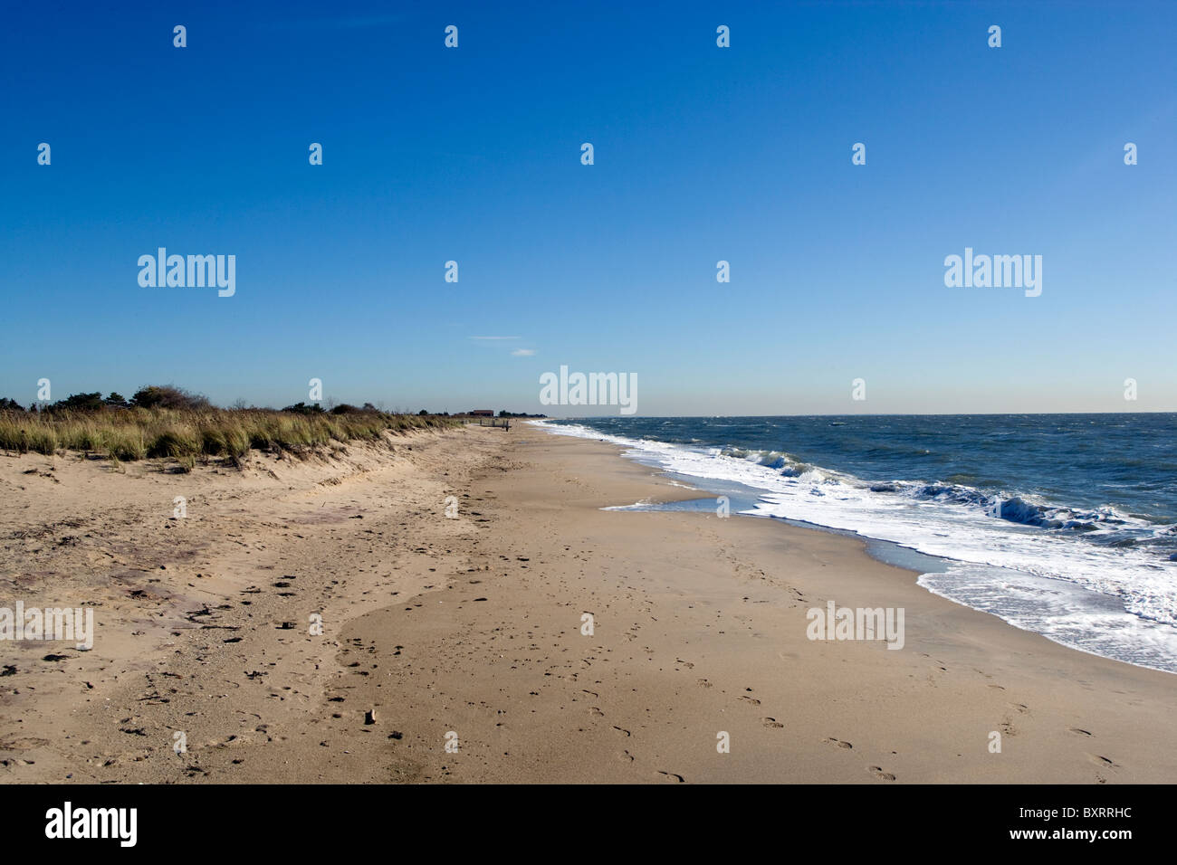 Connecticut, Madison, Hammonasset Beach State Park, View of ocean beach ...