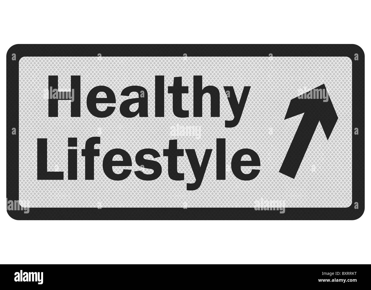 Photo realistic metallic, reflective 'healthy lifestyle' sign, isolated ...