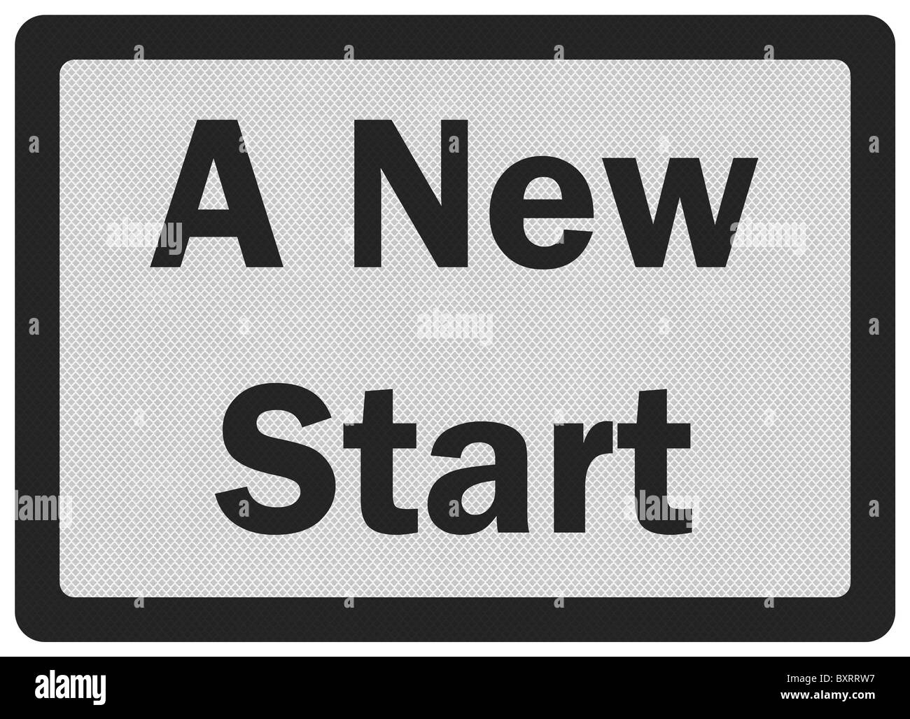 Photo realistic metallic, reflective 'new start' sign, isolated on ...
