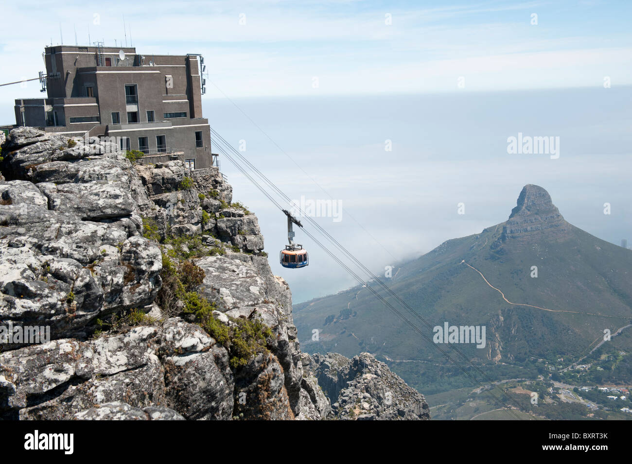 Table Mountain Upper Cableway Station and Lion's Head in the Distance ...