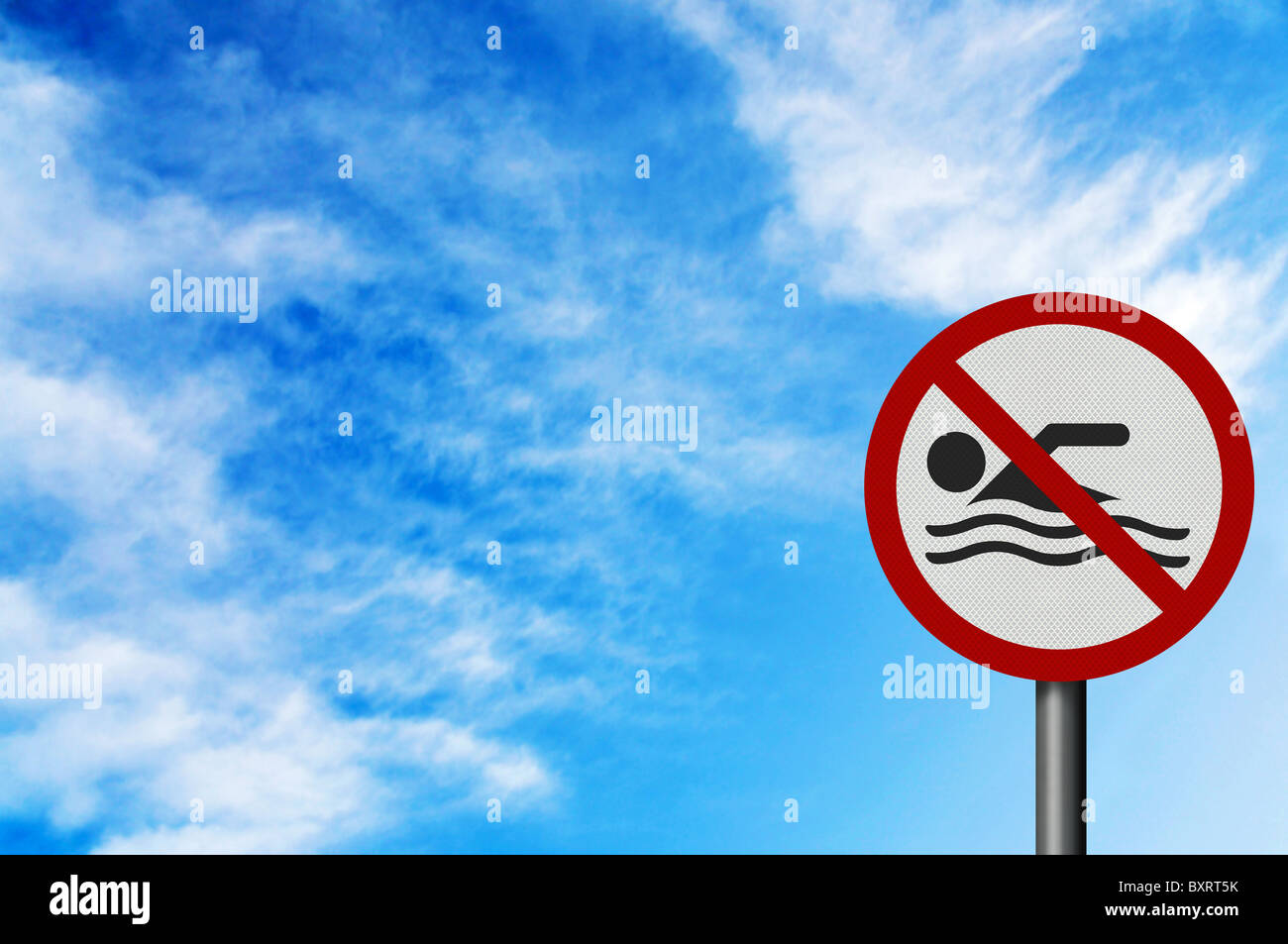 Photo realistic 'no swimming' sign, with space for text overlay Stock ...