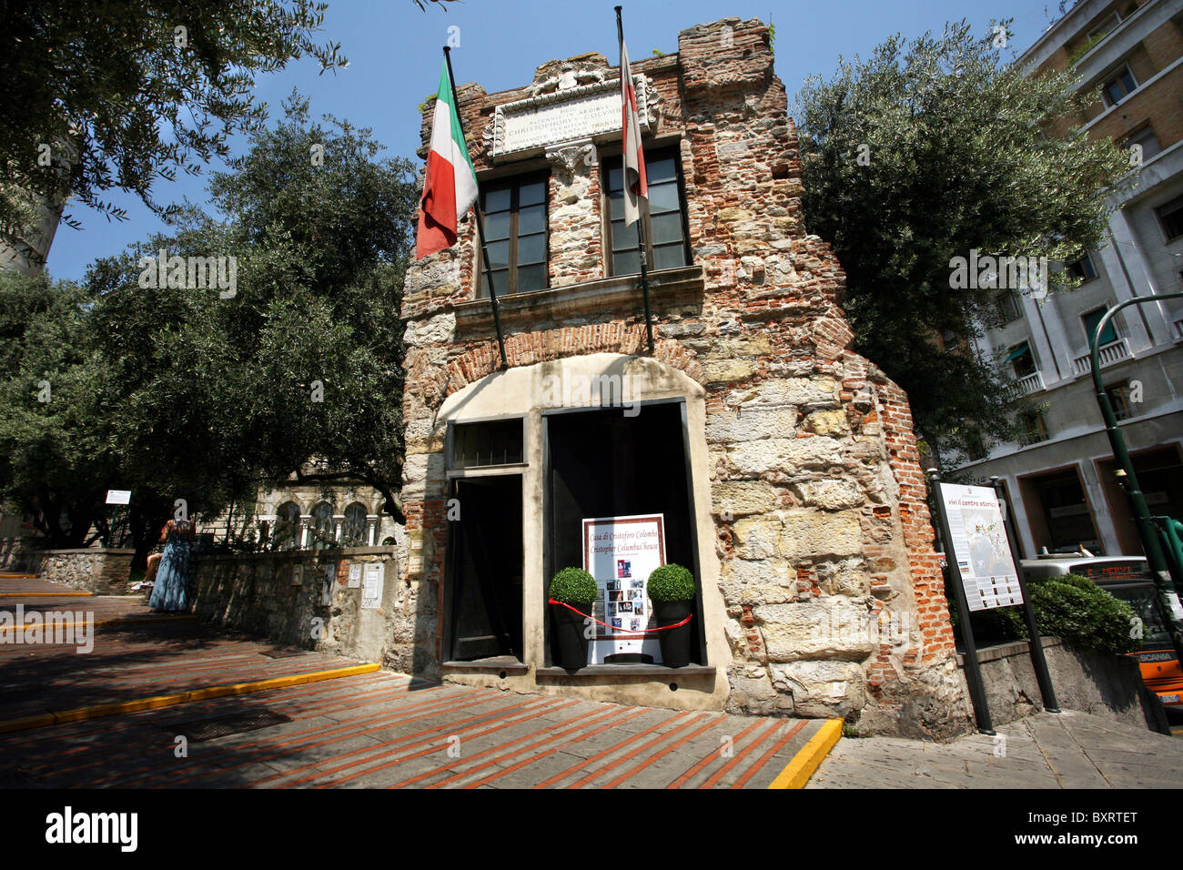 The house of Cristoforo Colombo, Piazza Dante square, Genoa, Ligury ...