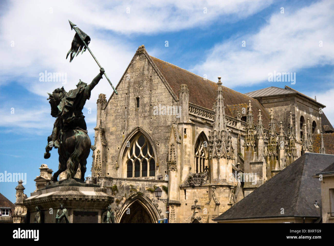 Falaises church and william the conquerors statue hi-res stock ...