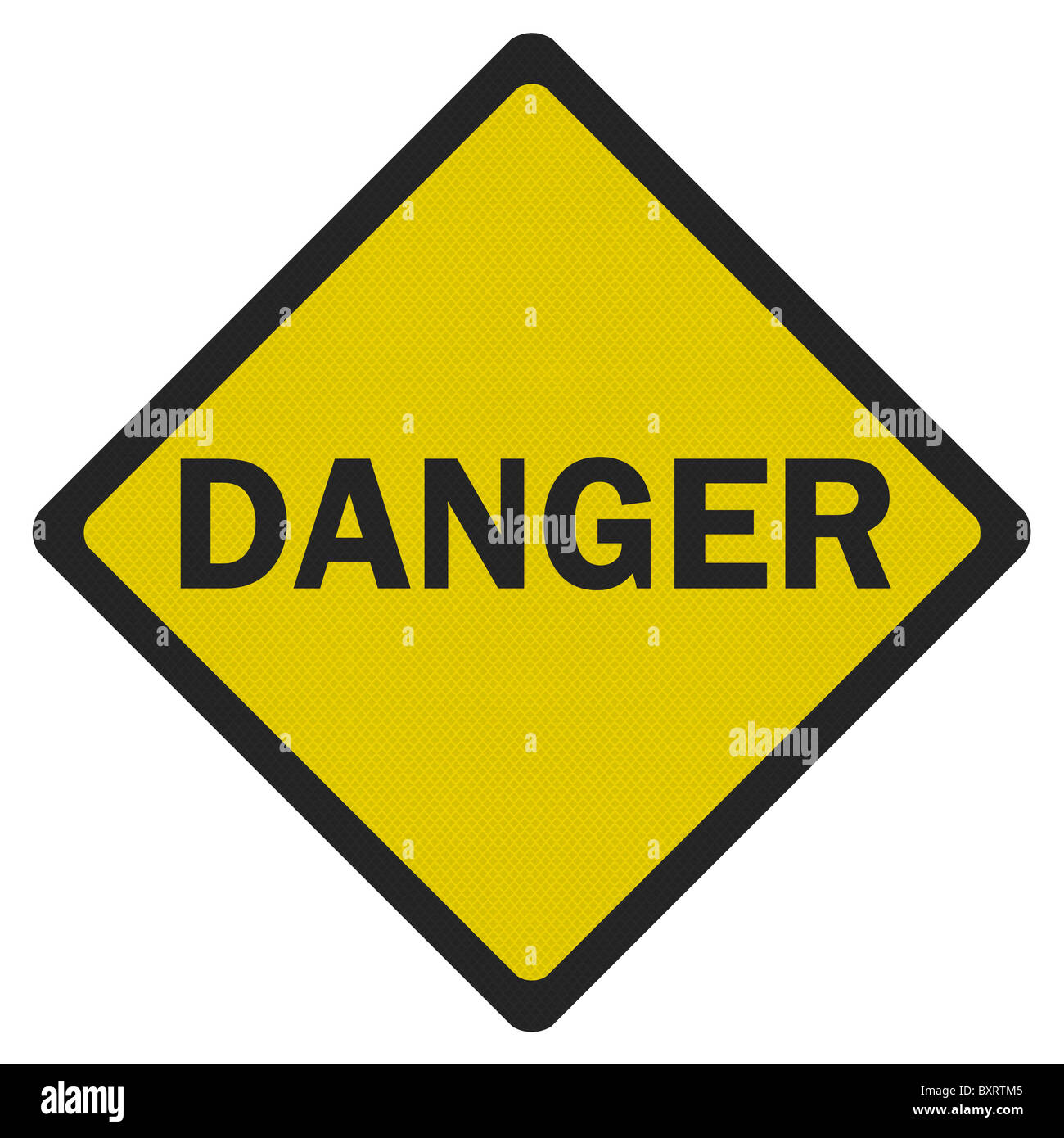 Photo realistic metallic, reflective 'danger' sign, isolated on white ...