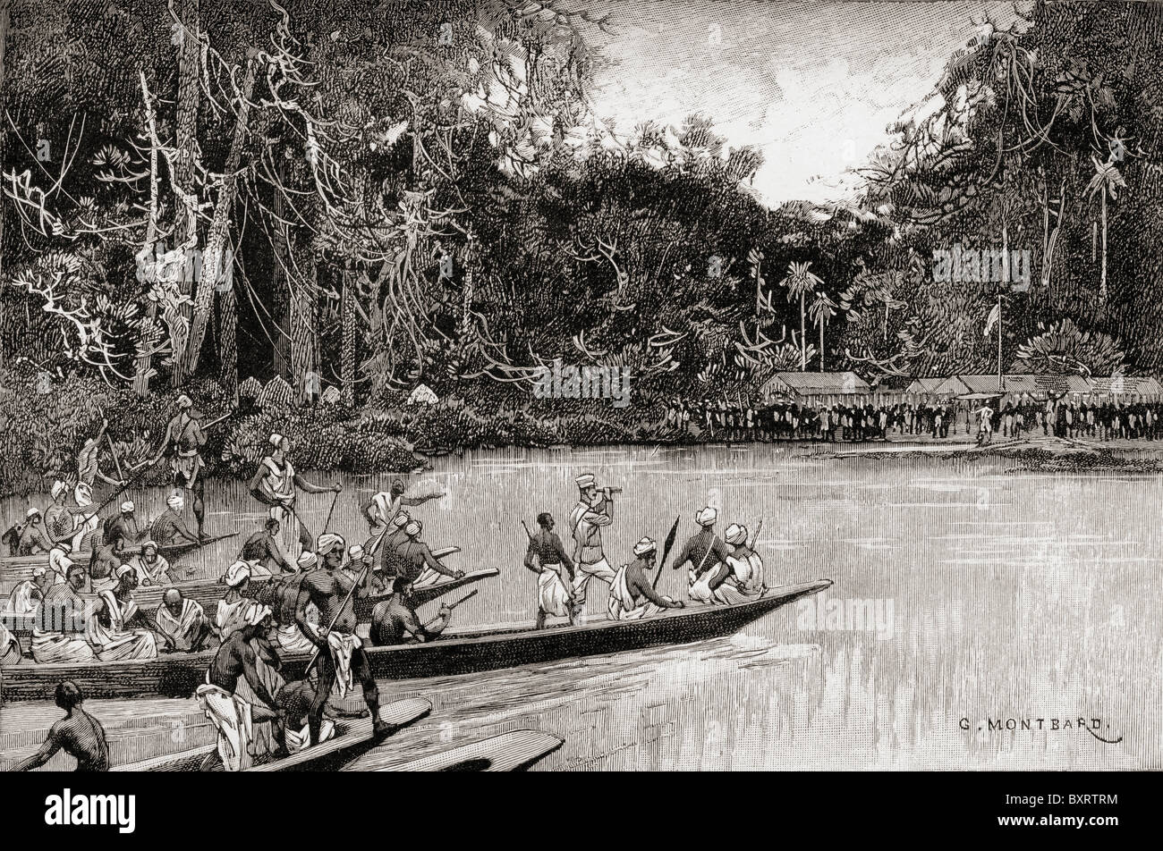 Sir Henry Morton Stanley meeting with his rear column at Banalya ...