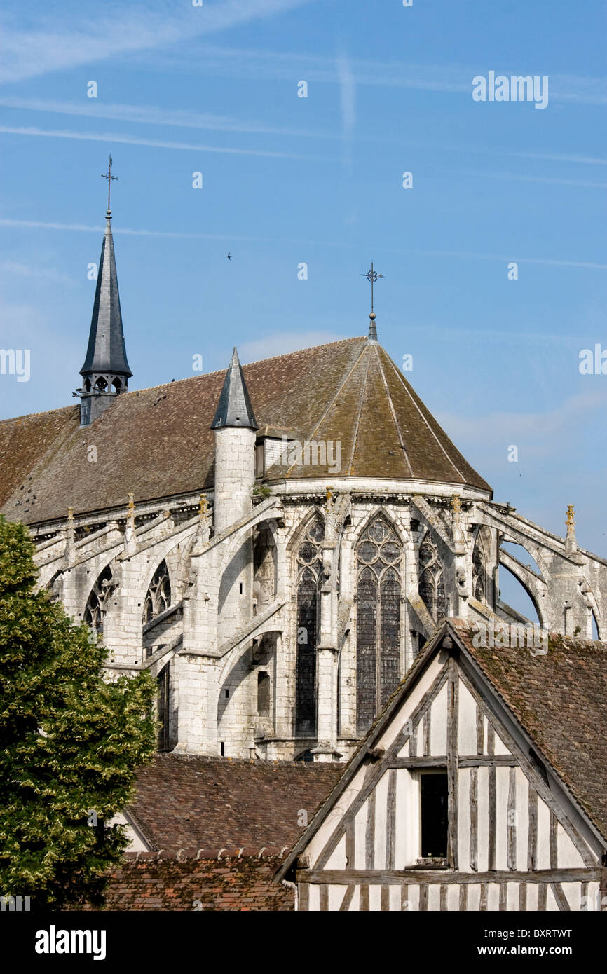 Medieval gothic architecture chartres cathedral hi-res stock ...