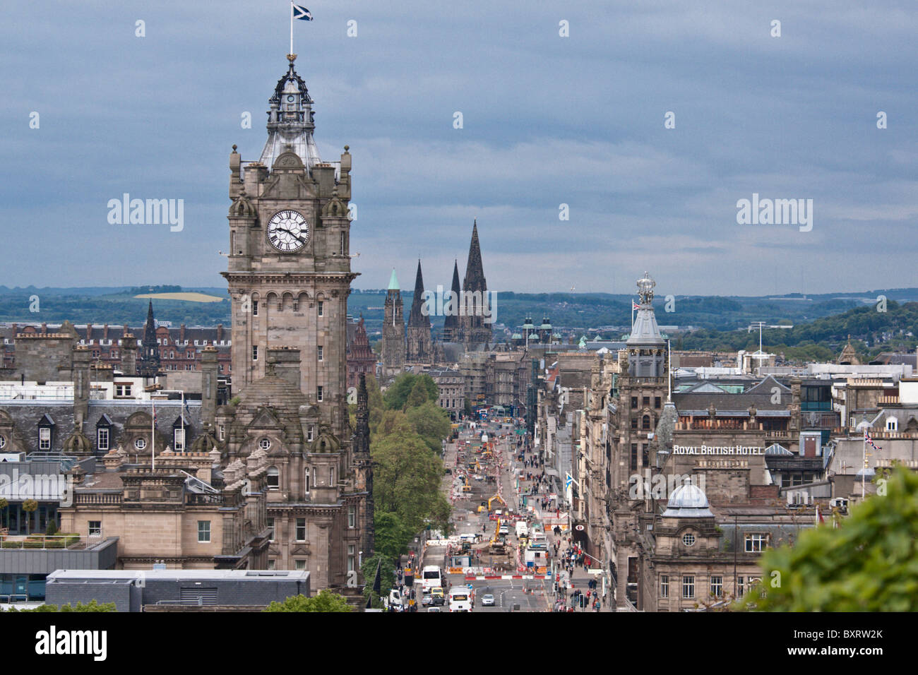 Scotland, Edinburgh, Lothian and Borders, Clock tower at Princes Street ...