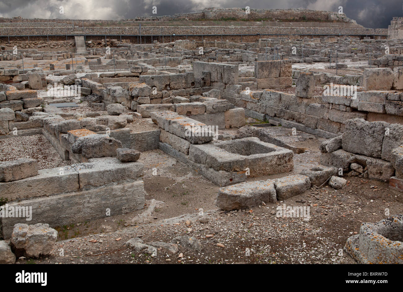 On the background the acropolis, Achaeological site, Egnazia, Apulia ...