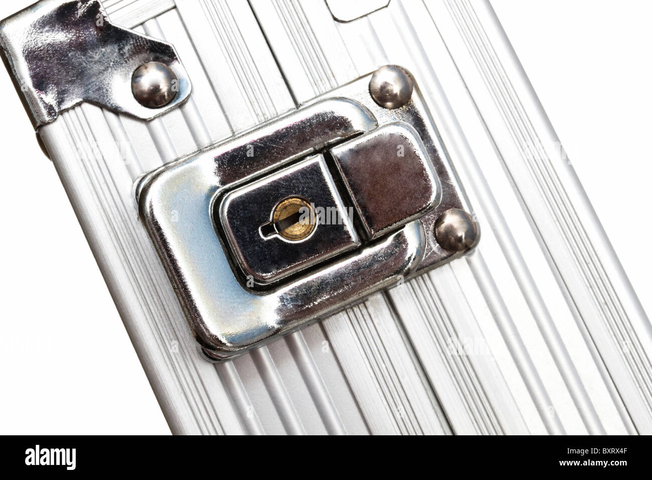Metal case closeup on white background Stock Photo - Alamy