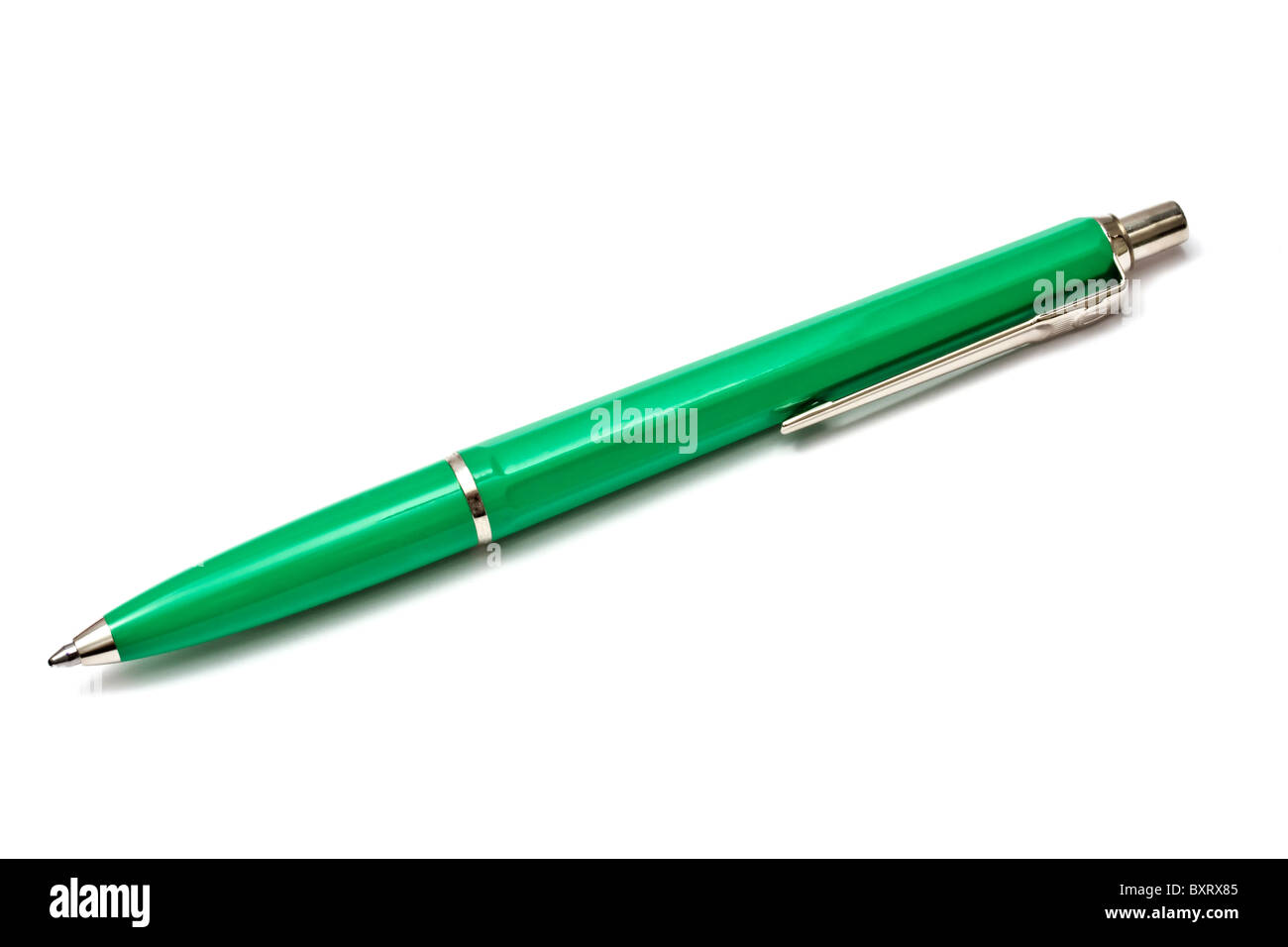 Green Ball Point Pen Isolated On White background Stock Photo - Alamy