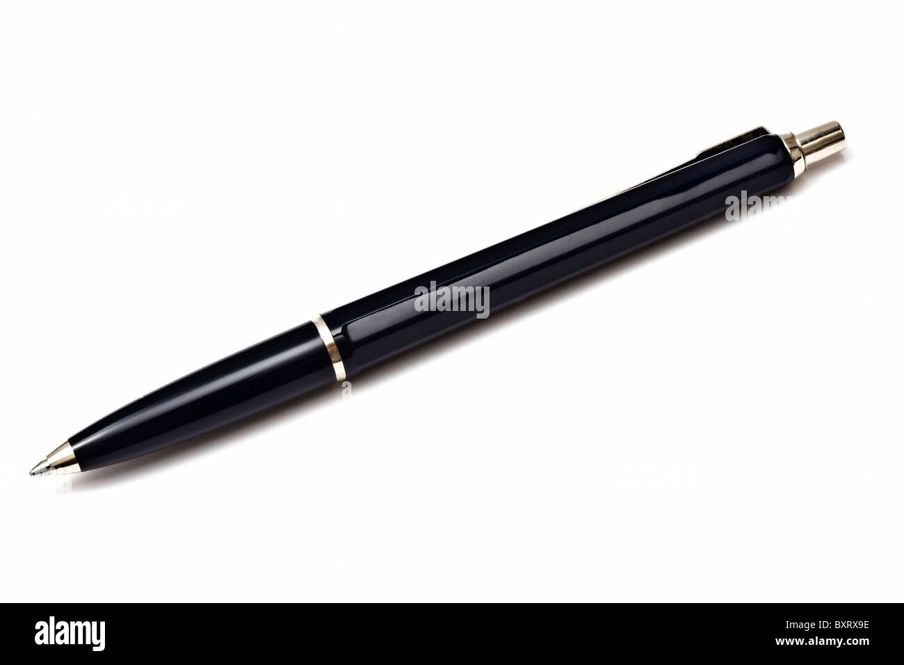 Black ball point pen isolated on white background Stock Photo - Alamy