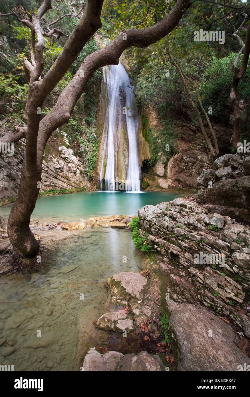 Waterfalls on the Neda River in the Peloponnese of Greece Stock Photo ...