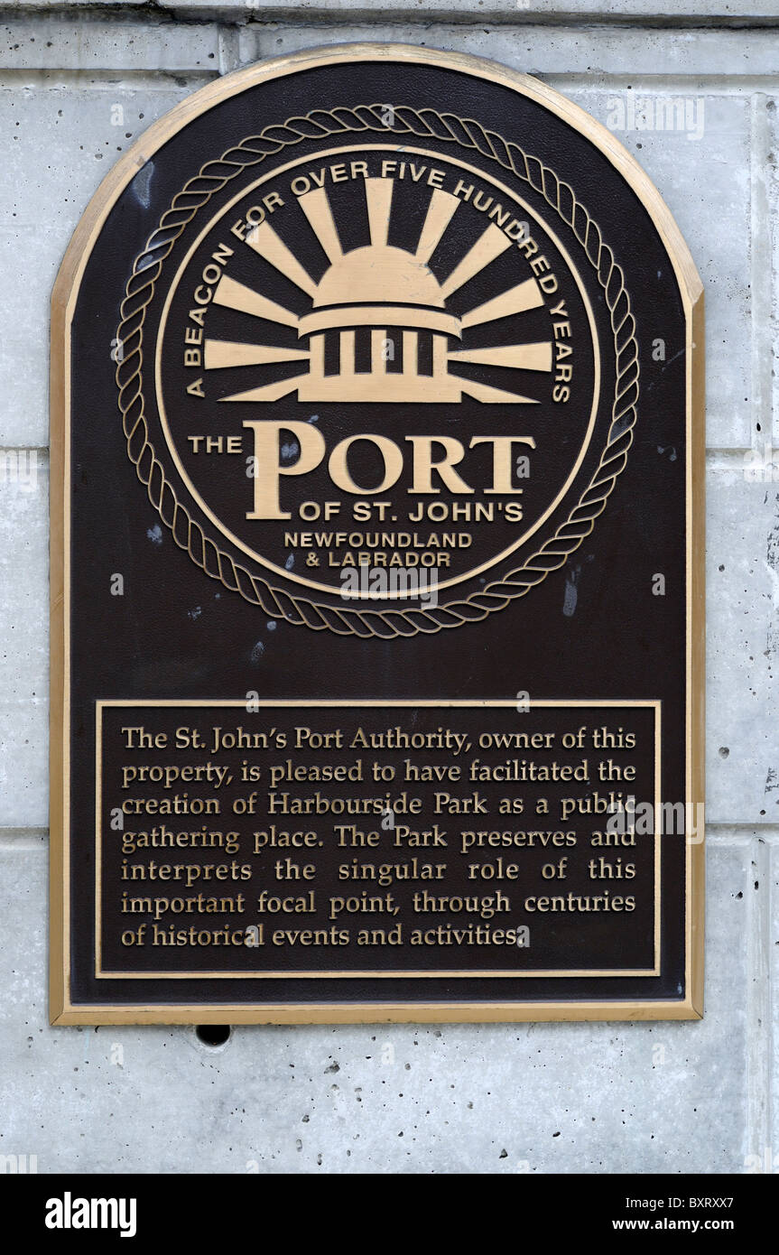 The Port Of St John's Sign For The Harbourside Park Stock Photo - Alamy