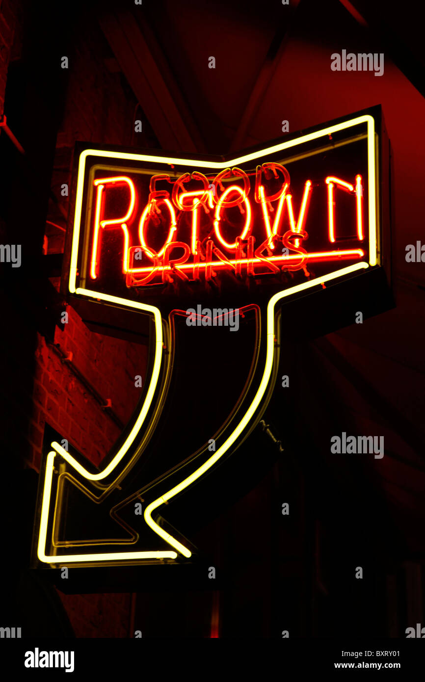 A sign for the Rotown cafe, pub and restaurant in Rotterdam, the ...