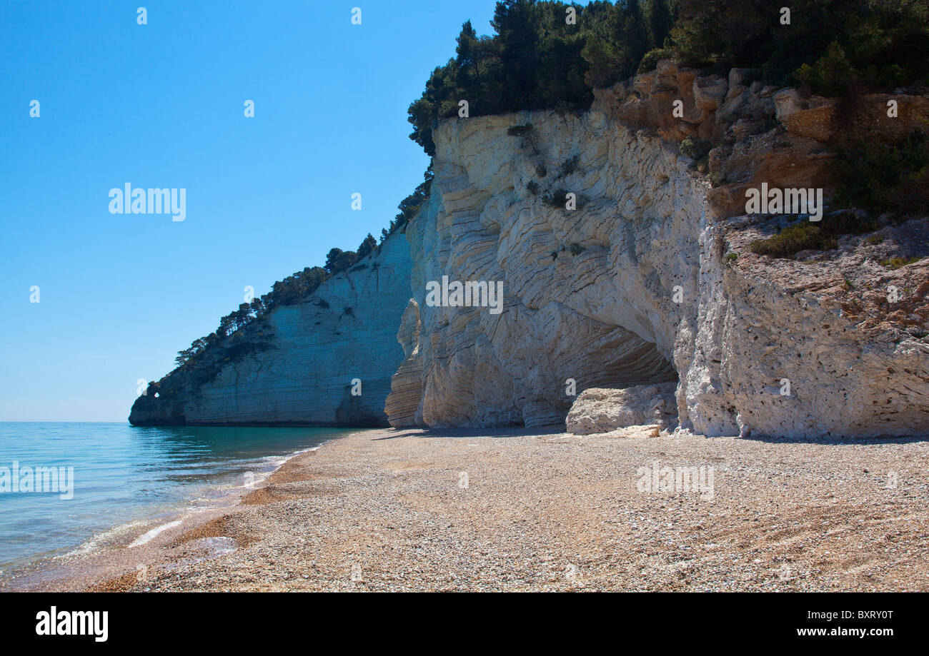 Vignanotica Bay, coast between Mattinata and Vieste, Gargano Promontory ...