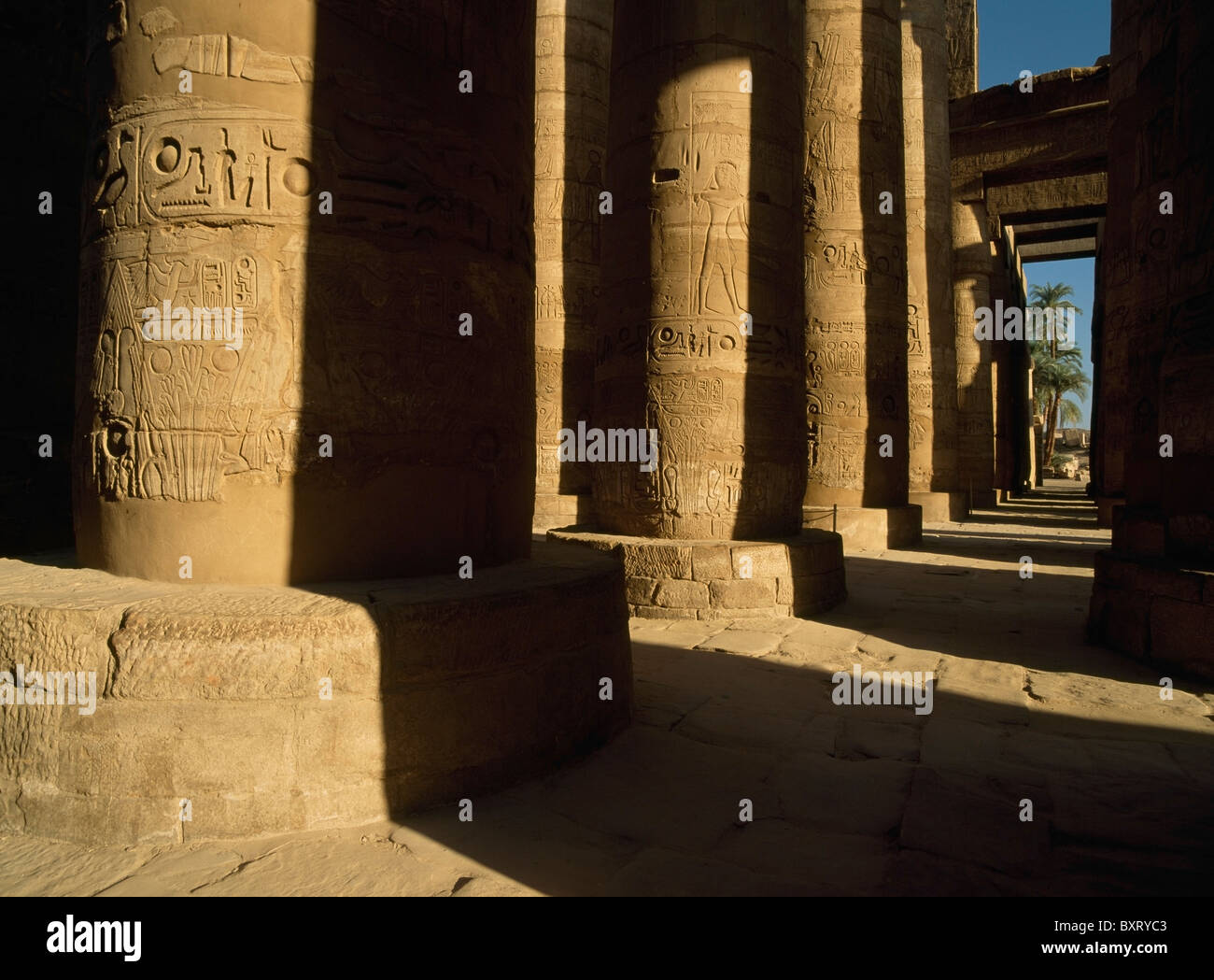 Hieroglyphics And Reliefs On Columns Of Great Hypostyle Hall Stock ...