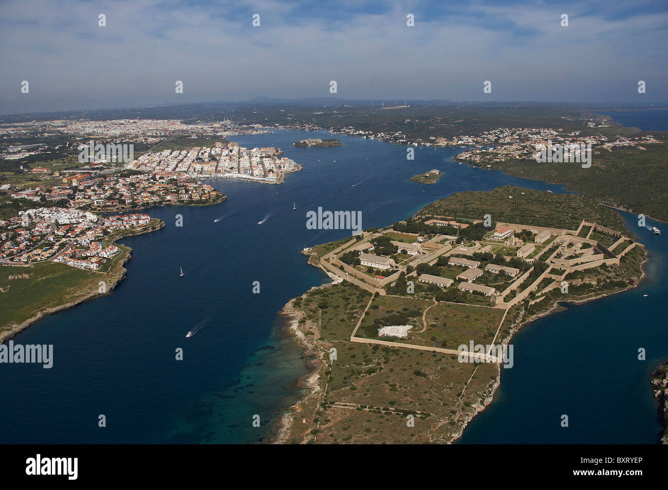 Aerial view of Mahon harbour, Menorca Stock Photo - Alamy