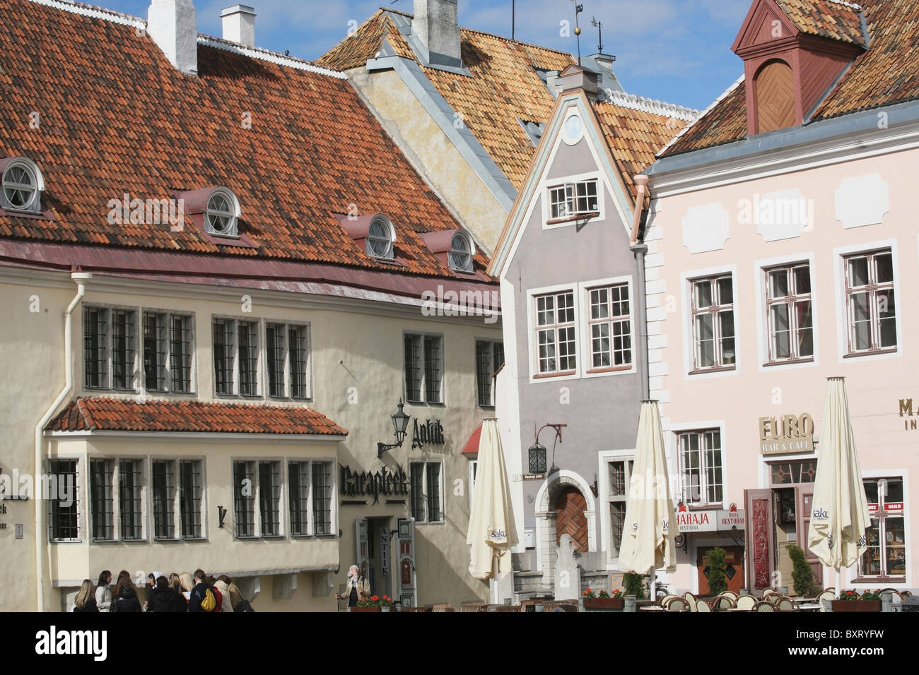 Medieval Merchant Houses In Town Hall Square Stock Photo - Alamy