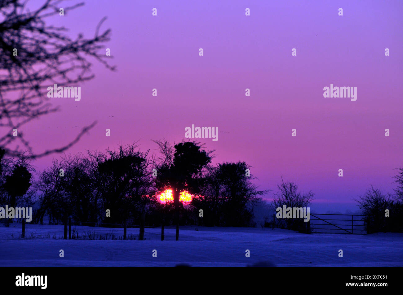 Whitminster Gloucestershire UK Sun Set Stock Photo - Alamy