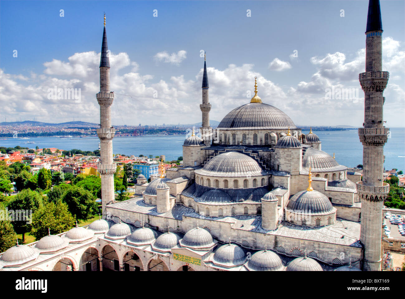 Sultanahmet district of Istanbul, including the Blue Mosque Stock Photo ...