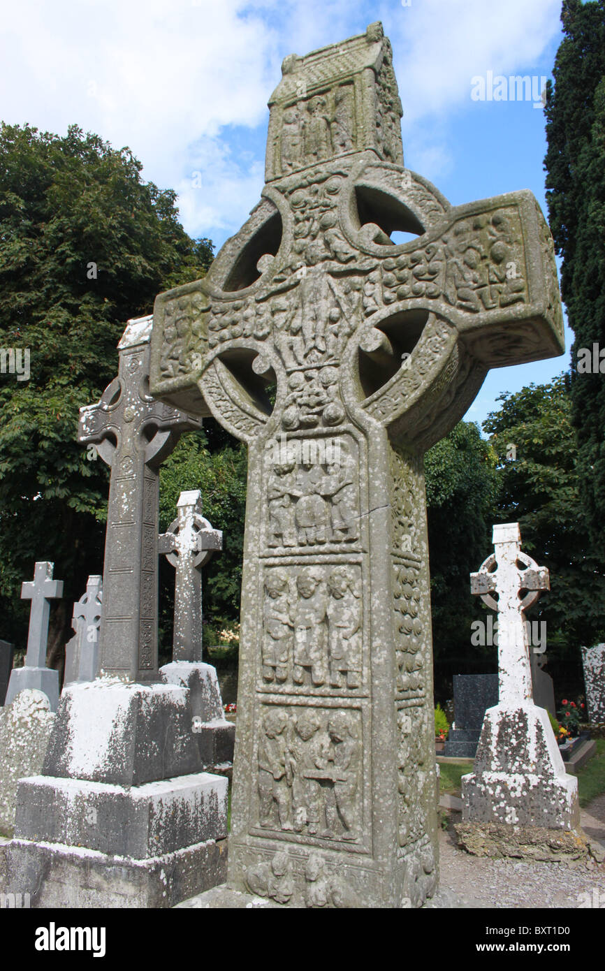 Celtic carved stone crosses in Ireland Stock Photo - Alamy