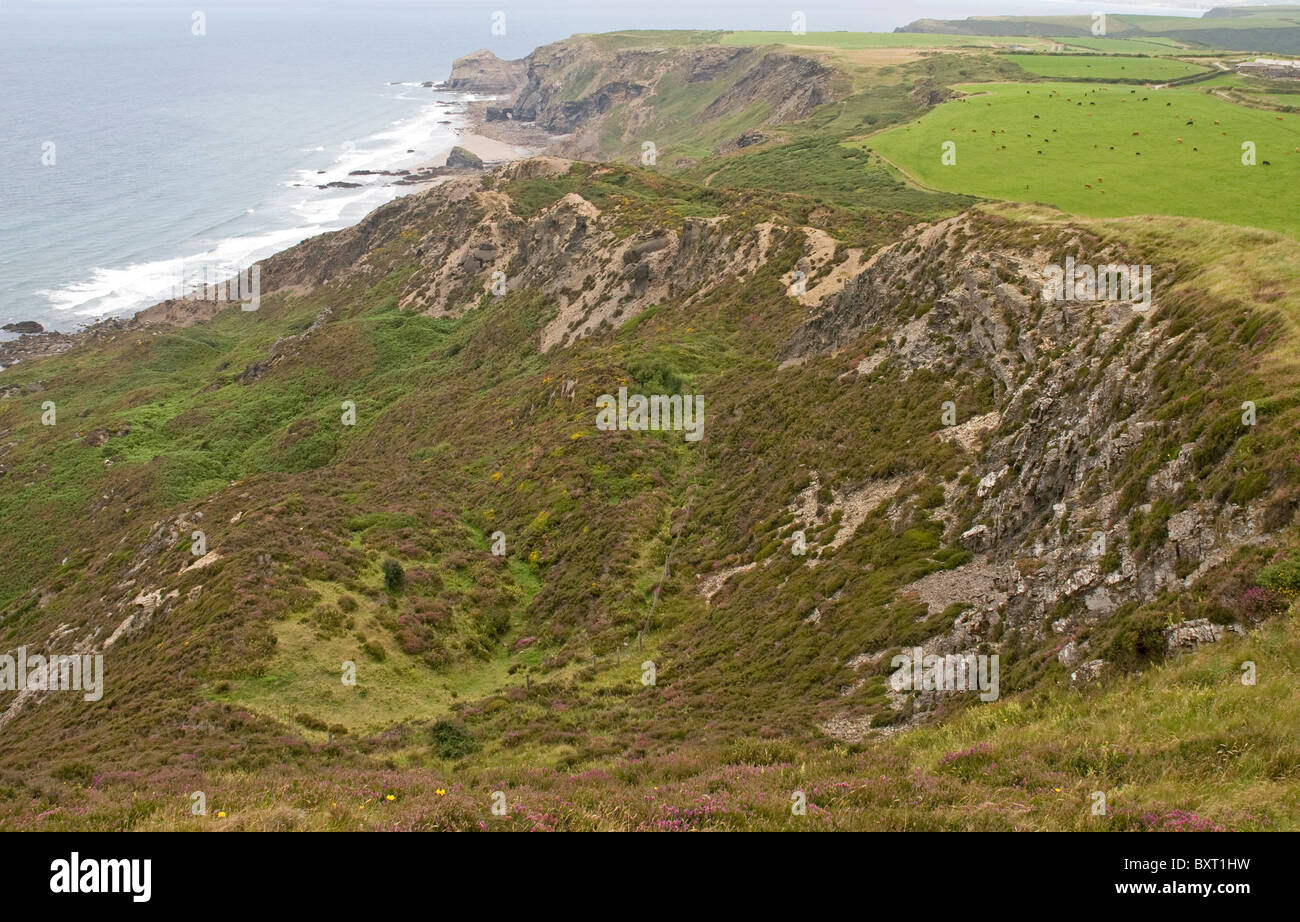 The impressive north Cornwall coastline at High Cliff, a few miles ...