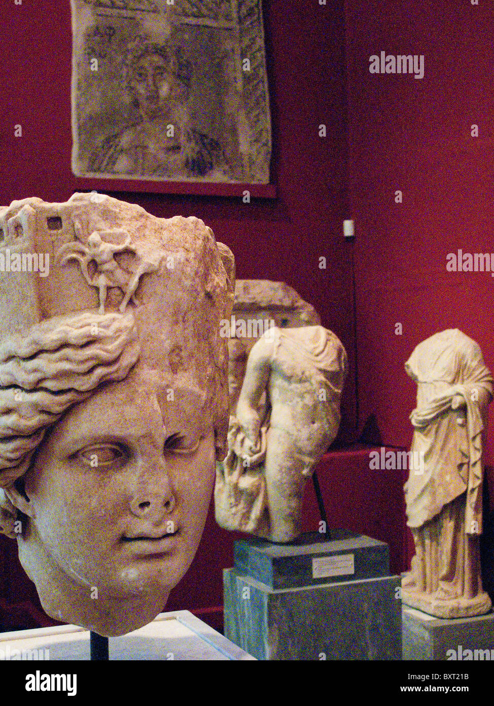 Marble busts within the Archaeological museum, Sparta Greece Stock ...