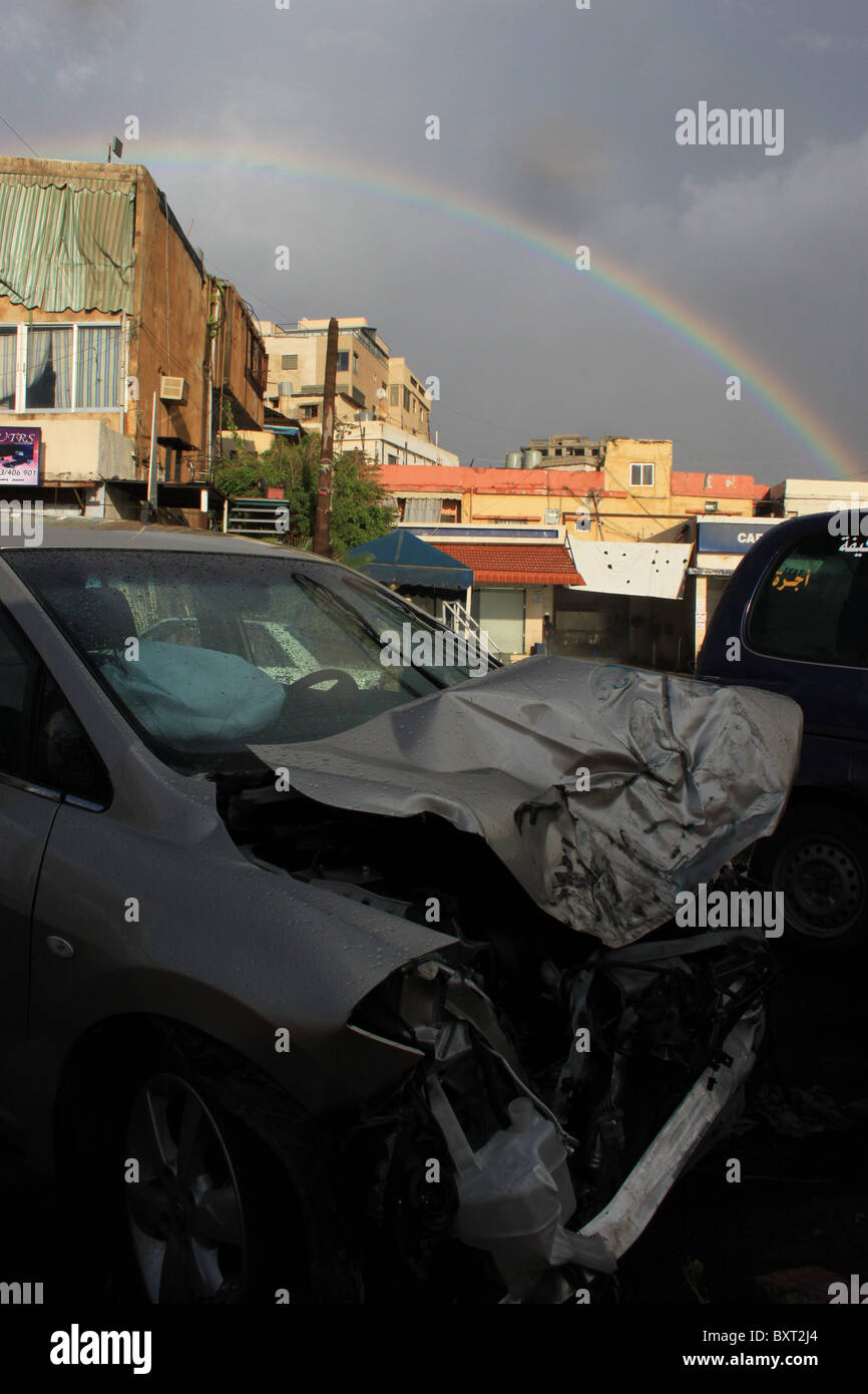 A rainbow follows a fierce storm in the Jnah region of Beirut, Lebanon ...
