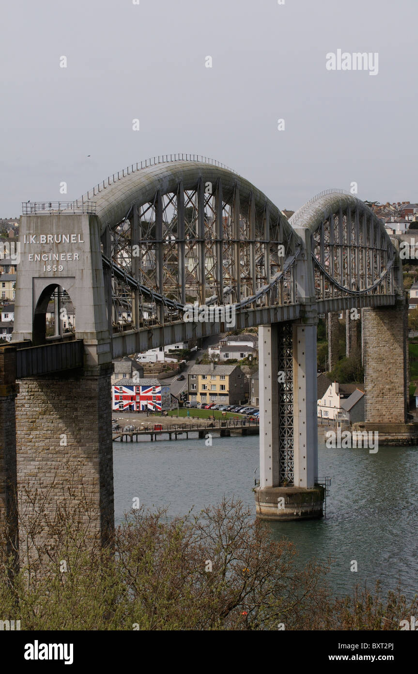 Isambard Kingdom Brunel's Royal Albert bridge which carries the railway ...
