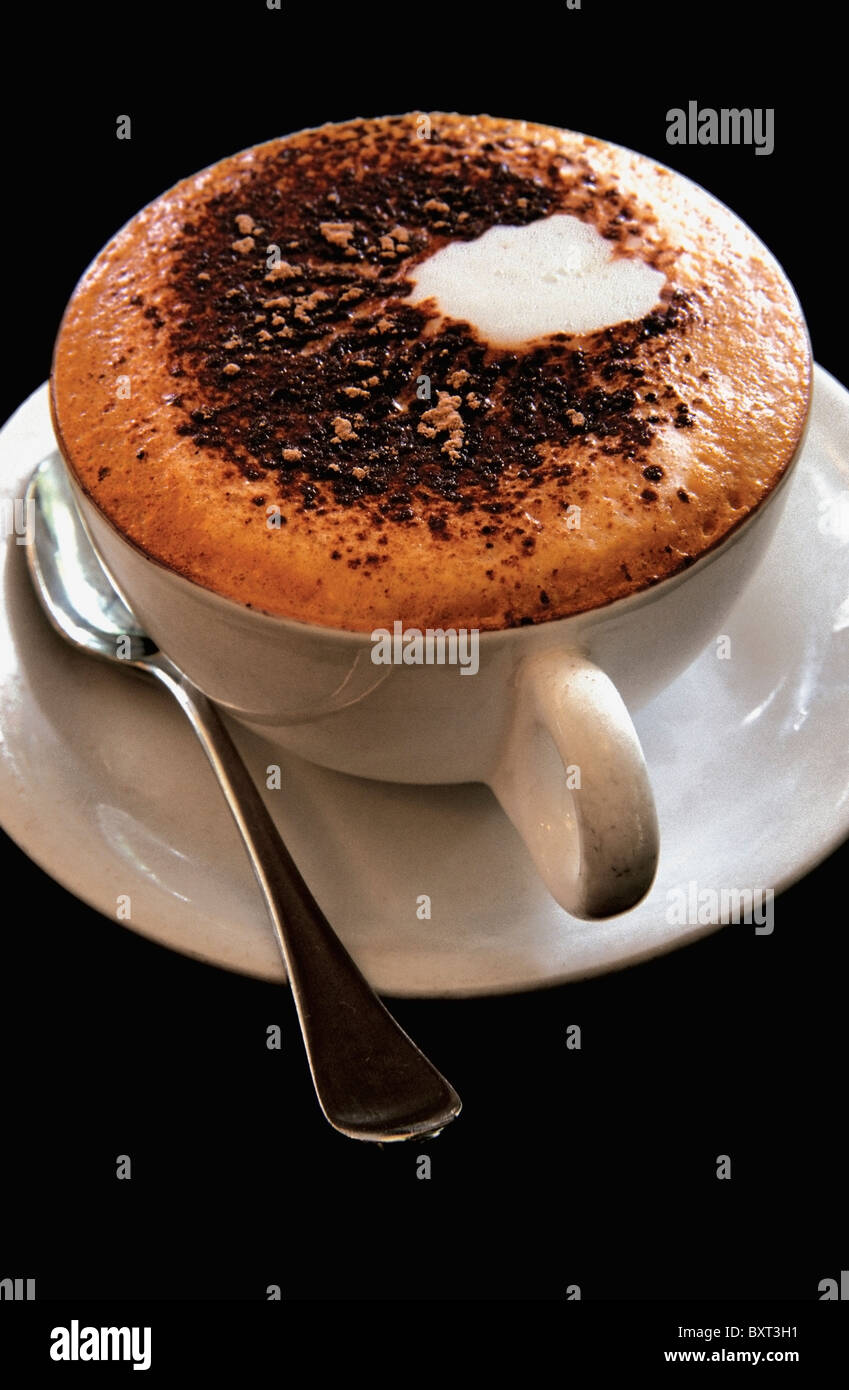 Cappuccino With Cocoa Powder Stock Photo - Alamy