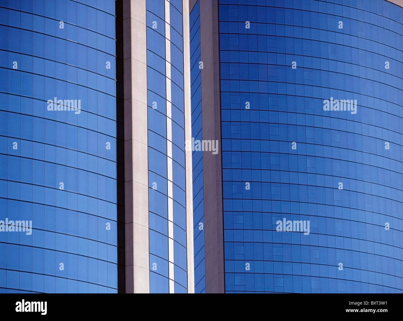 Two Office Blocks Covered In Blue Glass, Close Up Stock Photo - Alamy