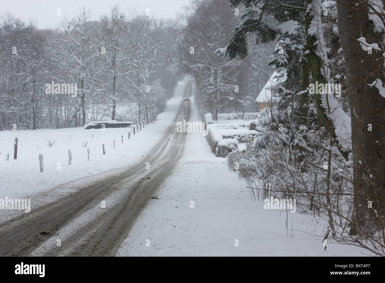 winter traffic in snow landscape Stock Photo - Alamy
