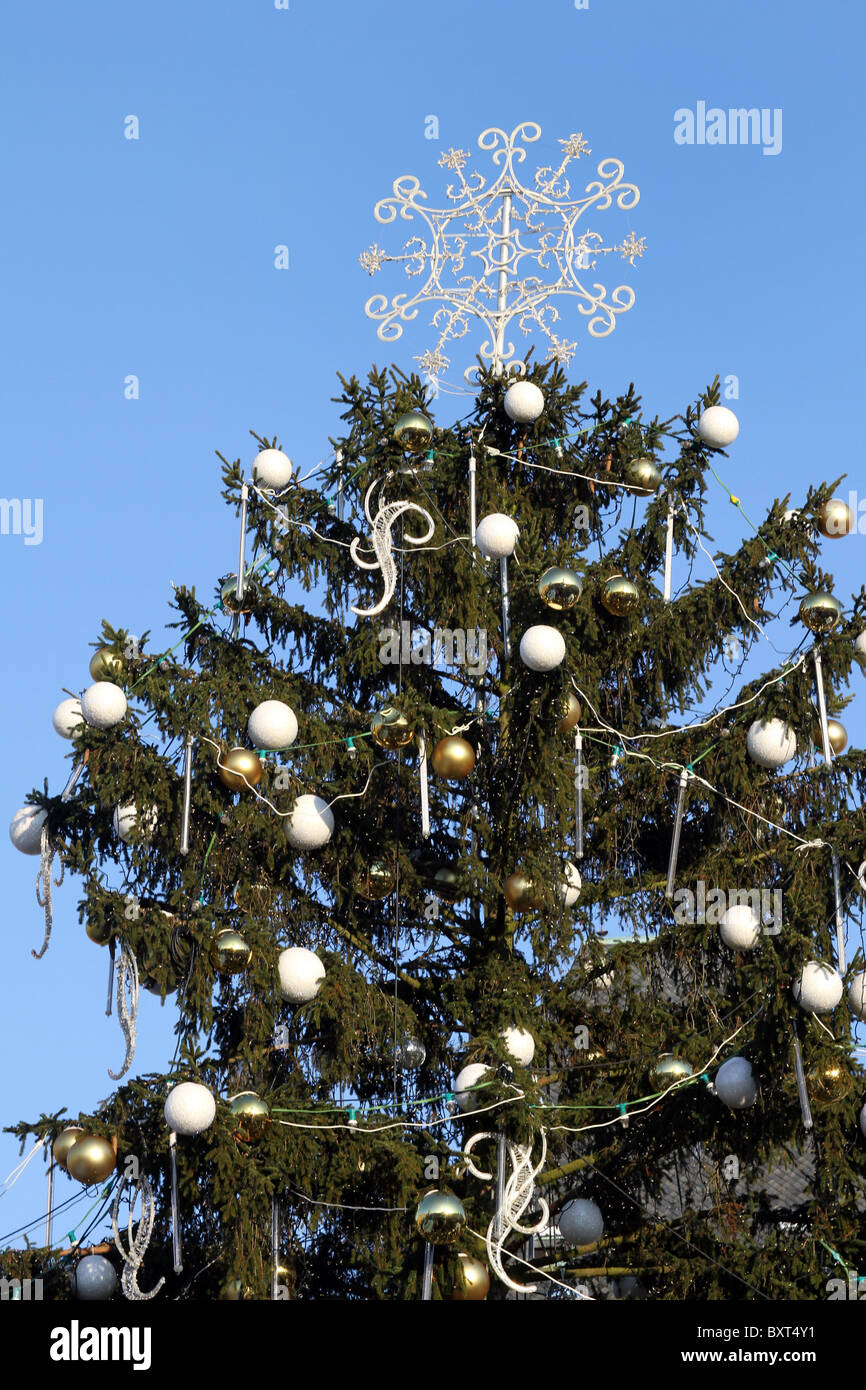 Christmas Tree in Old Town Square in Prague, Czech Republic Stock Photo ...