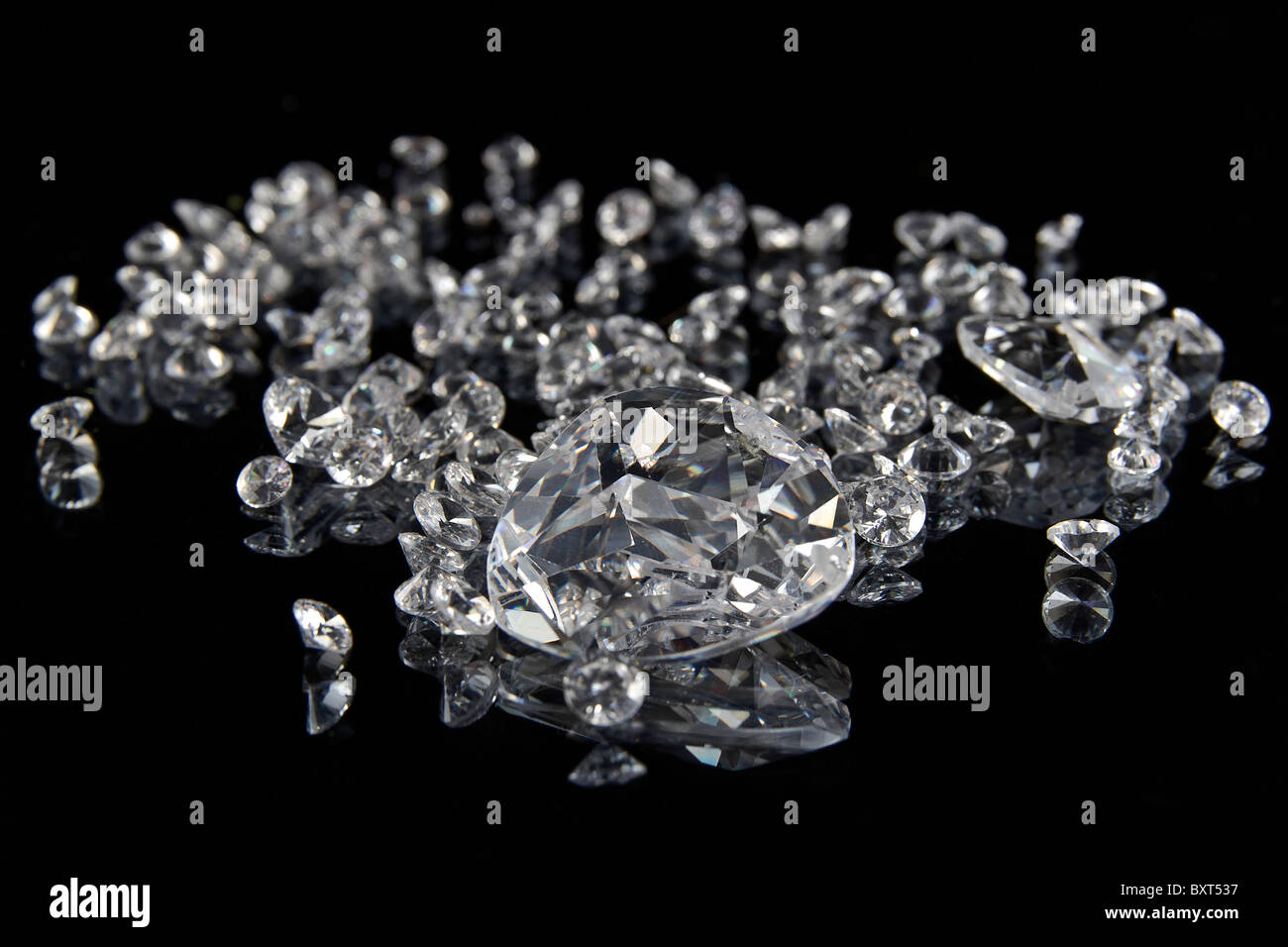 Sparkling diamonds on the black background Stock Photo - Alamy